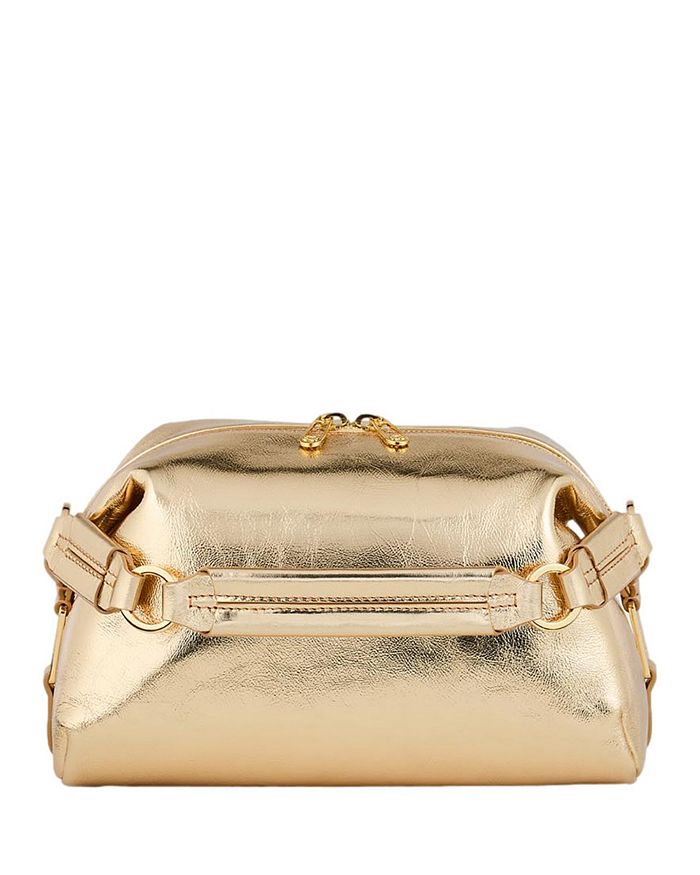 Sandro Gold Leather Shoulder Bag | Bloomingdale's