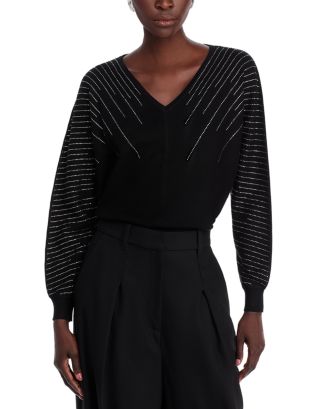 T Tahari Rhinestone Embellished Sweater | Bloomingdale's