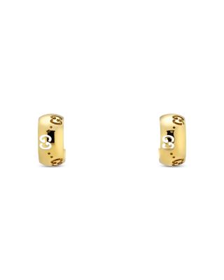 18K Yellow Gold Icon Logo Hoop Earrings