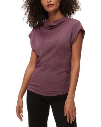 Michael Stars Reese Mock Neck Power Shoulder Top | Bloomingdale's
