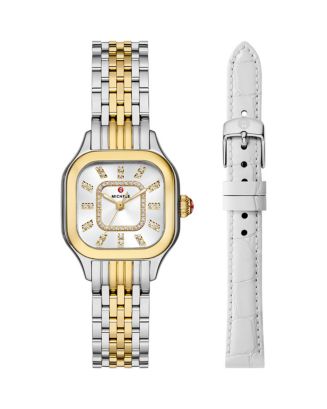 MICHELE Meggie Two Tone 18K Gold Plated Diamond Dial Watch Gift Set ...