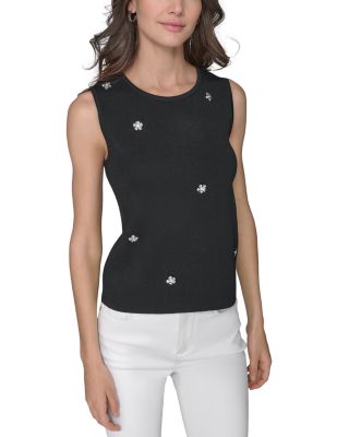 KARL LAGERFELD PARIS Embellished Knit Top | Bloomingdale's