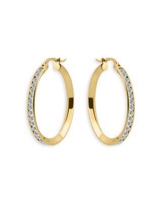 Click here for Aqua Pave Hoop Earrings in 18K Gold Plated Sterlin... prices