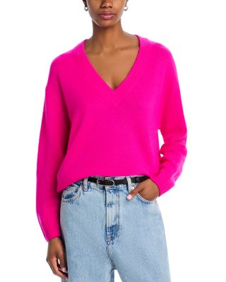 Click here for Aqua 100 Cashmere Drop Shoulder V Neck Sweater - E... prices