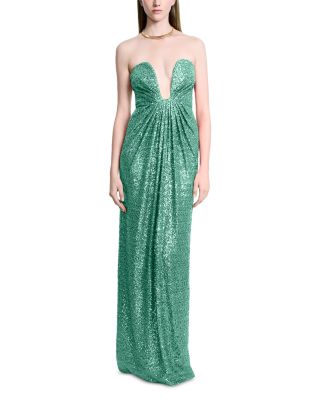 Click here for Bcbgmaxazria Plunging Neck Evening Gown prices