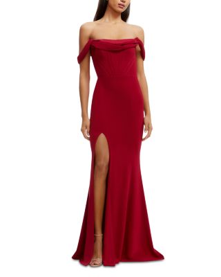 Click here for Dress the Population Melania Off-the-Shoulder Gown prices