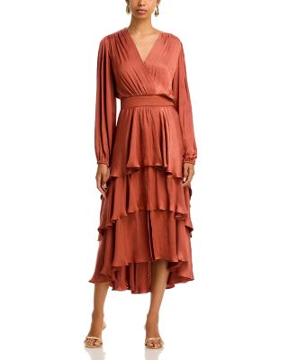 Click here for Steve Madden Bei Surplice Neck Asymmetric Midi Dre... prices