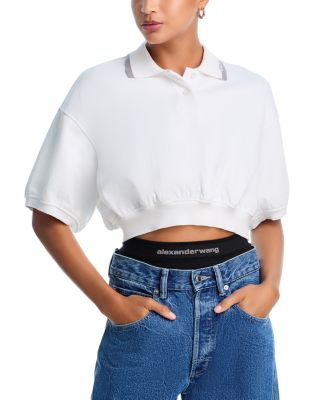 Click here for alexanderwang. t Relaxed Cropped Cinched Polo Top prices