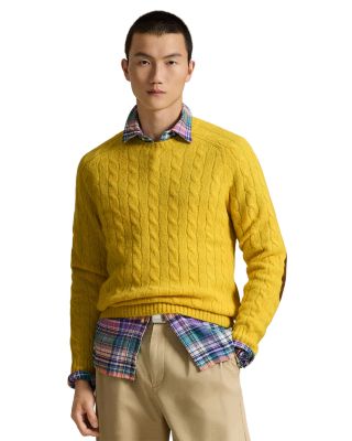 Click here for Polo Ralph Lauren Suede-Patch Cable-Knit Sweater prices
