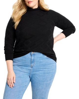 Click here for Nic+Zoe Plus Textured Diamond Funnel Neck Sweater prices