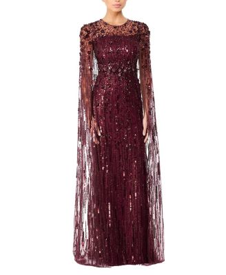 Click here for Jenny Packham Ruby Embellished Cape Maxi Dress prices