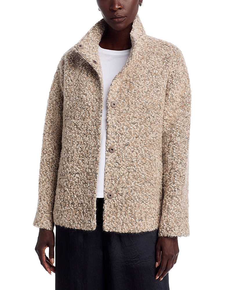 Click here for Eileen Fisher High Collar Alpaca Wool Blend Coat prices