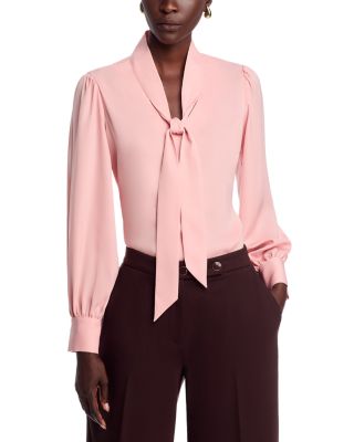 Click here for T Tahari Long Sleeve Bow Tie Neck Blouse prices
