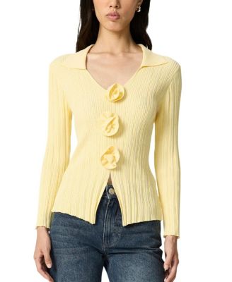 Click here for Nocturne Floral Embellished Ribbed V-Neck Sweater prices