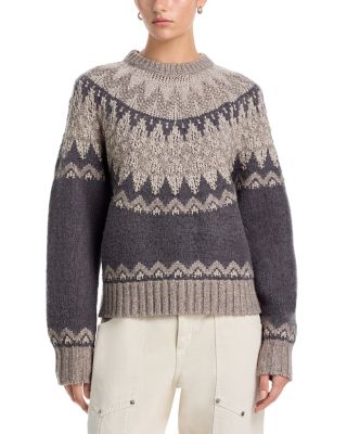 525 Lela Crewneck Raglan Patterned Pullover Sweater