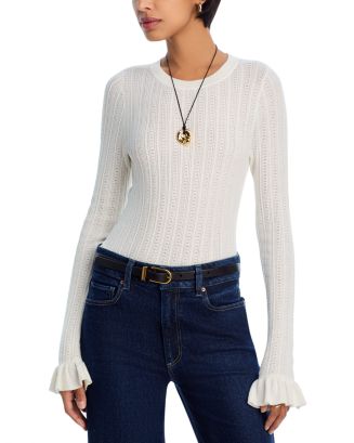 PAIGE Ophelia Novelty Stitch Crewneck Sweater Top | Bloomingdale's Women