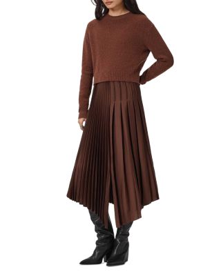 Click here for Allsaints Jax 2-In-1 Pleated Maxi Dress prices