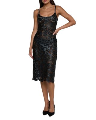 Click here for LAgence Kazuko Laser Cut Midi Dress prices