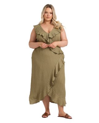 Click here for Fashion-szn Curve Ruffle Wrap Sleeveless Midi Dres... prices