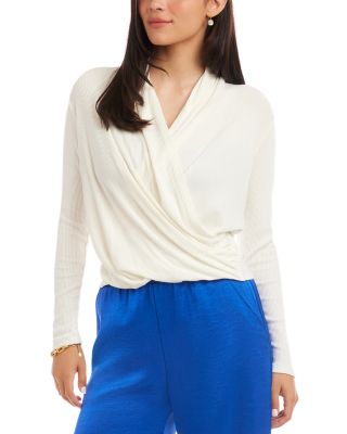 Click here for Karen Kane Long Sleeve Ribbed Drape Front Crossove... prices