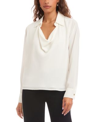 Click here for Karen Kane Long Sleeved Collared Cowl Neck Top prices