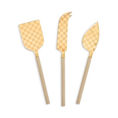 Click here for MacKenzie-Childs Mocha Check Cheese Knife Set prices