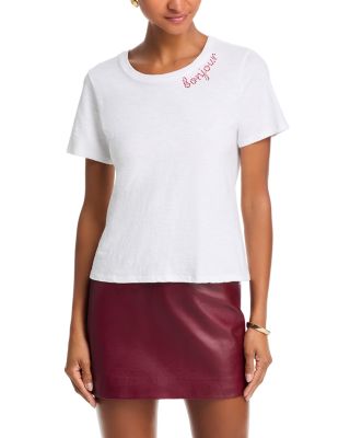 Click here for Cinq a Sept Rhinestone Bonjour Shrunken Tee prices