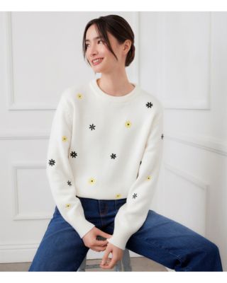 Click here for Karen Kane Embroidered Daisy Crewneck Sweater prices