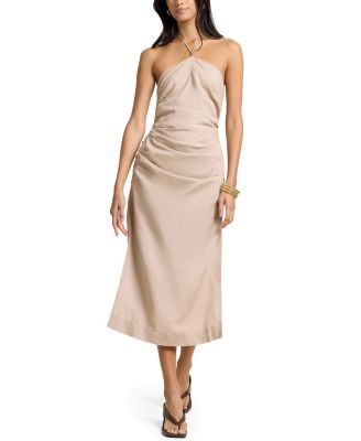 Click here for Onia Air Linen Ruched Halter Dress prices