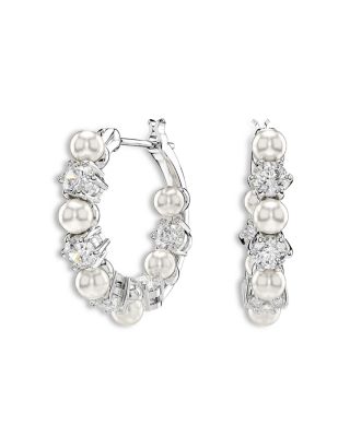 Click here for Swarovski Matrix Crystal & Imitation Pearl Hoop Ea... prices
