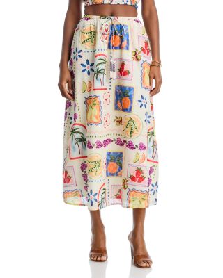 Click here for Aqua Postcard Midi Skirt - Exclusive prices