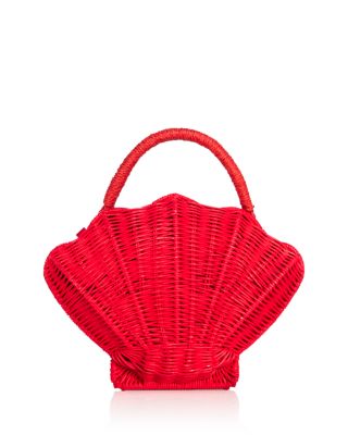 Click here for Aqua Small Shell Shaped Rattan Clutch - Exclusive prices