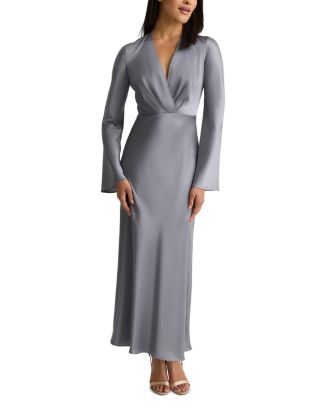 St. John Satin Deep V Crossover Dress | Bloomingdale's Women