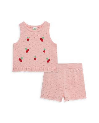Click here for Little Me Girls Cherry Pointelle Top & Shorts Set... prices