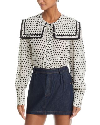 Click here for Frame The Silk Polka Dot Fleet Blouse prices