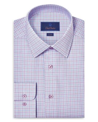 Click here for David Donahue Trim Fit Twill Check Dress Shirt prices