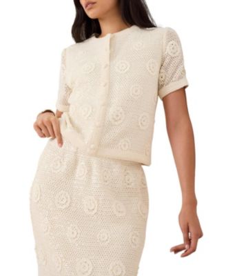 Click here for Mint Velvet Womens Cotton Sequin Floral Crochet To... prices