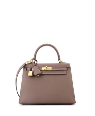 Click here for Pre-Owned HERMES Kelly 25 Handbag Grey Epsom with... prices