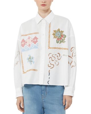 Click here for Weekend Max Mara Wkdfonte Embellished Poplin Shirt prices