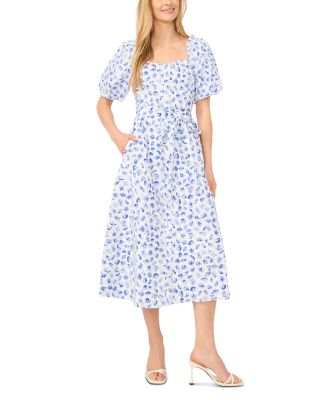 Click here for CeCe Floral Eyelet Puff Sleeve Midi Dress prices