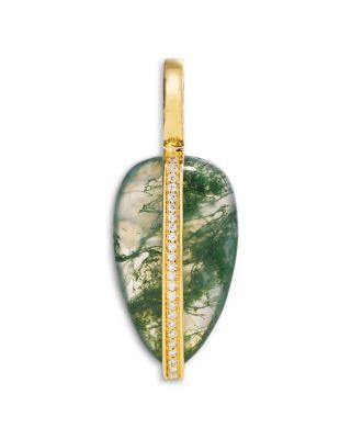 Click here for By Pariah 14K Yellow Gold Moss Agate & Diamond Peb... prices