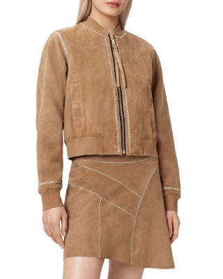 Click here for Allsaints Orten Whipstitch Suede Bomber Jacket prices