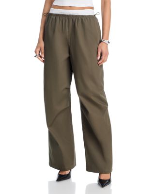 Click here for alexanderwang Mid Rise Logo Elastic Waist Pants prices