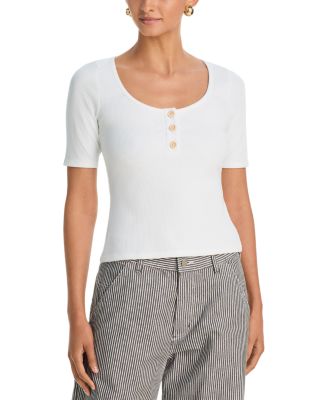 Click here for Aqua Ribbed Snap T Shirt - Exclusive prices