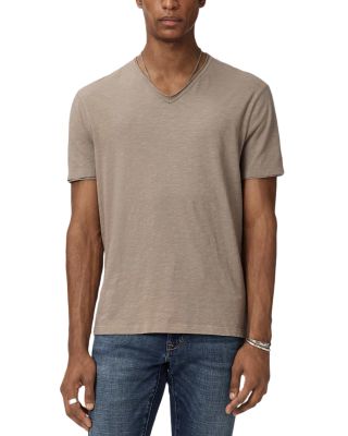 Click here for John Varvatos Miles Slub Cut Raw Edge V-Neck Tee prices
