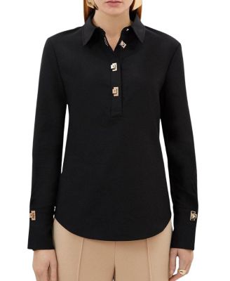 Click here for Karen Millen Techno Cotton Gold Clasp Shirt prices