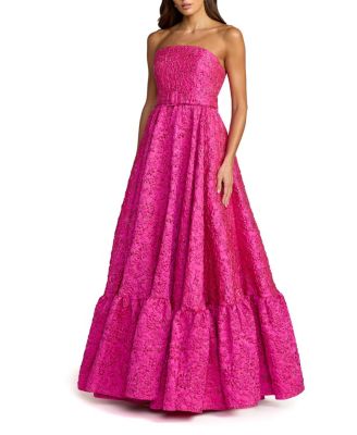 Click here for Mac Duggal Strapless Floral Brocade Ruffle Hem Gow... prices
