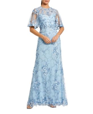Click here for Mac Duggal Petite Flutter Sleeve Floral Embroidere... prices