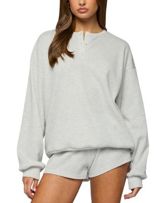 Click here for Edikted Baila Waffle Henley Top prices