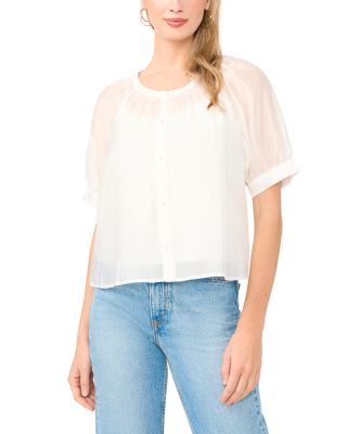 Click here for Vince Camuto Scoop Neck Button Down Short Sleeve T... prices